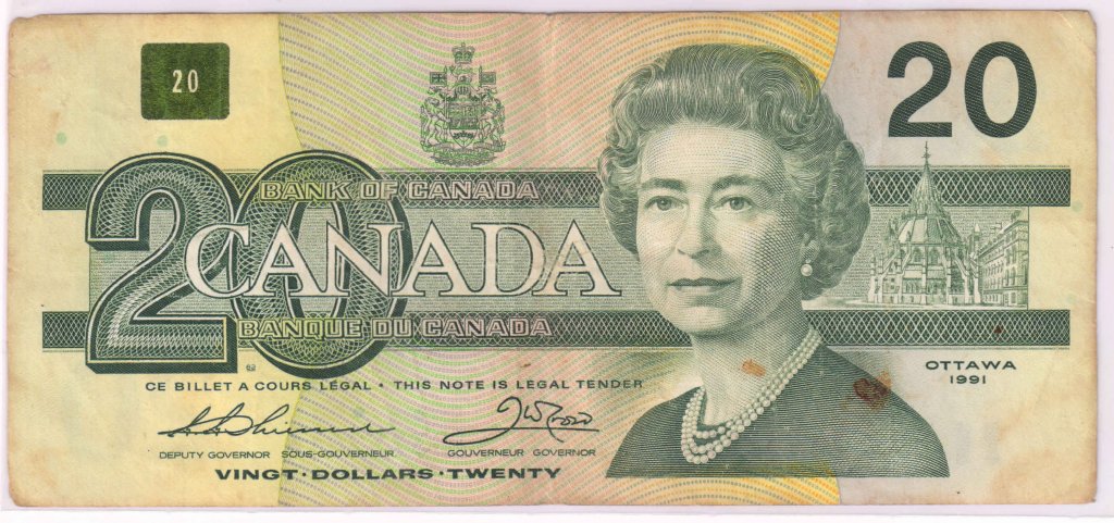 Canada 20$ 1991 vf currency note R1 - KB Coins & Currencies