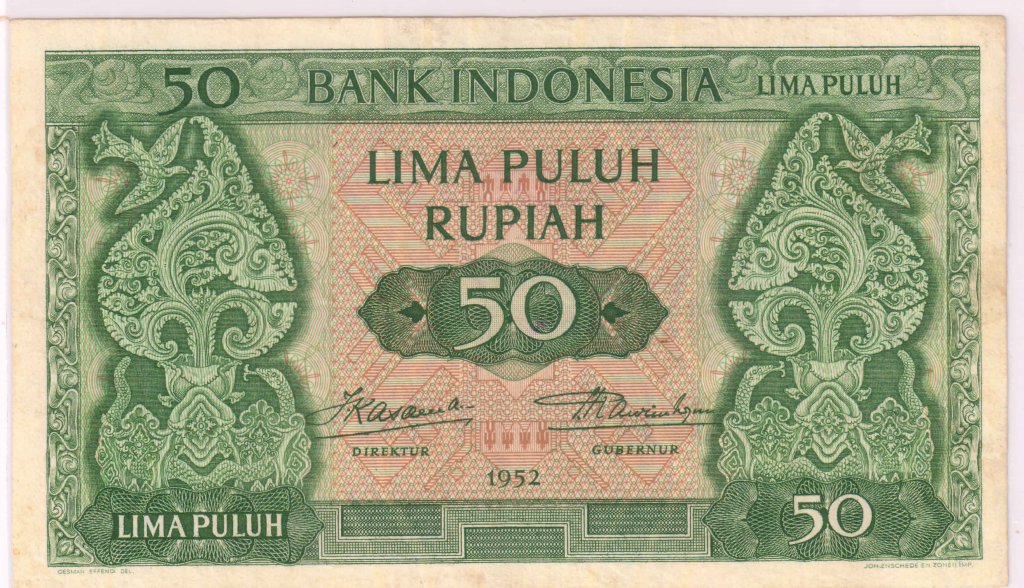 Indonesia - 50 rupiah 1952 vf currency note - KB Coins & Currencies
