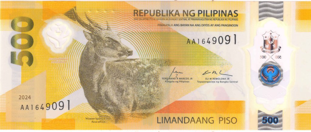 Philippines 500 pesos 2024 unc polymer currency note - KB Coins ...