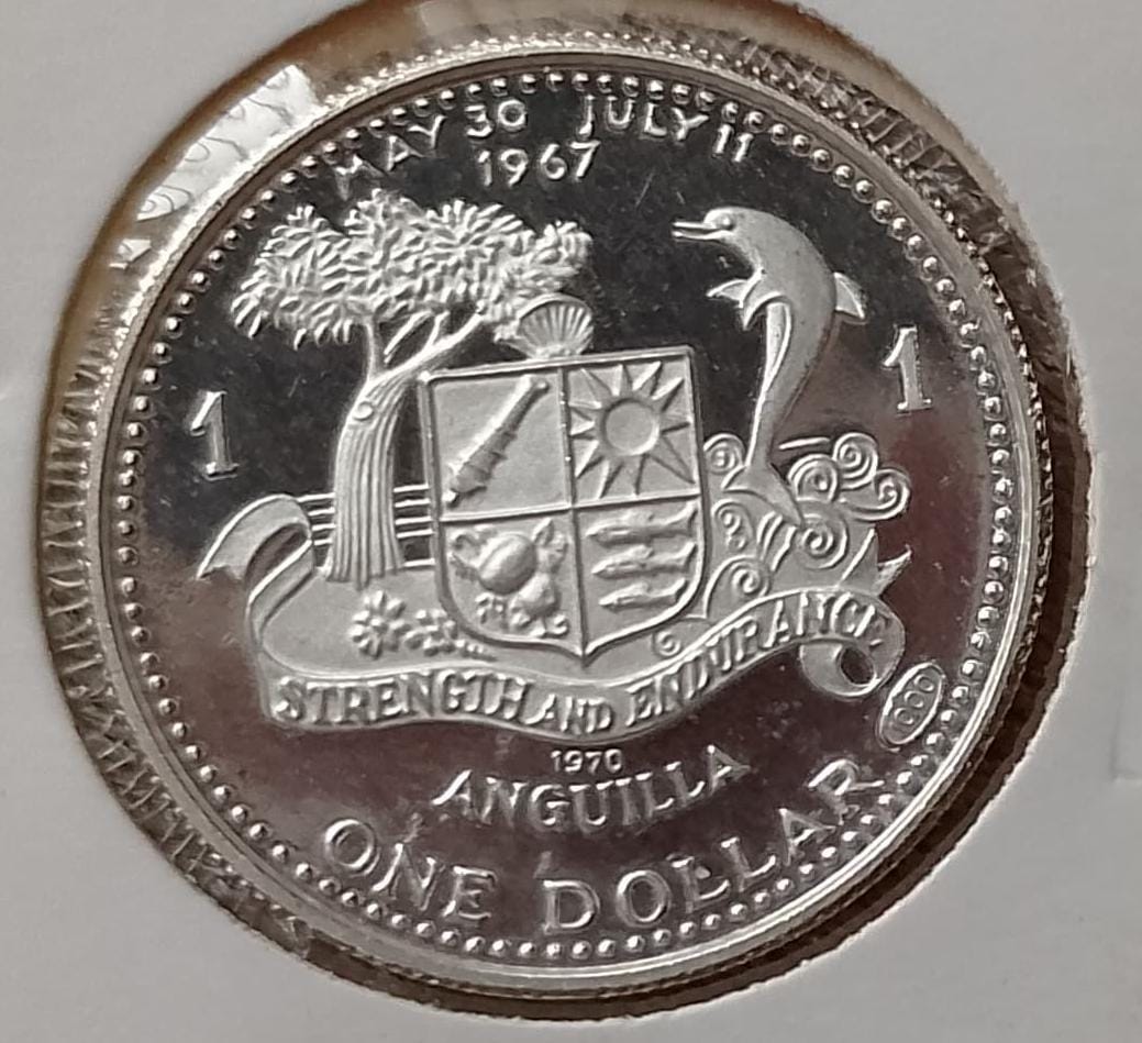 Anguilla Island (British Overseas Territories) silver 1 dollar 1970 unc ...