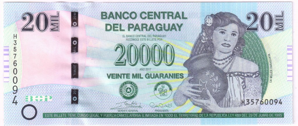 Paraguay 20000 Guaranies 2015 - 24 unc currency note - KB Coins ...