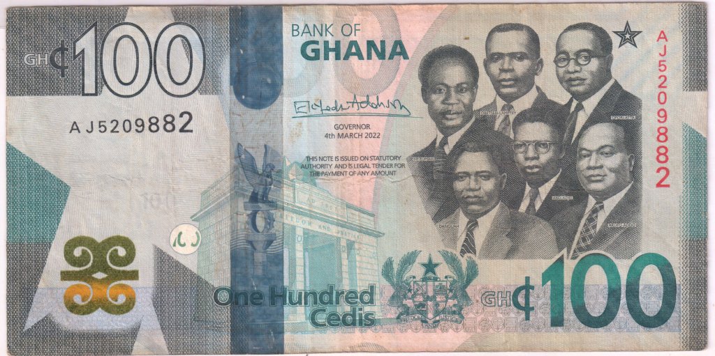 Ghana - 100 cedis 2022 vf currency note - KB Coins & Currencies
