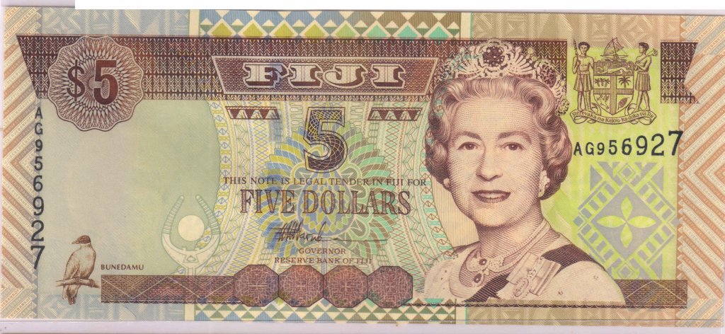 Fiji - 5 dollars 1995 unc currency note - KB Coins & Currencies