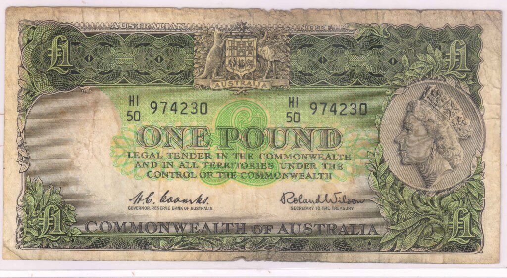 Commonwealth of Australia - 1 pound 1961 - 65 vf - currency note - KB ...