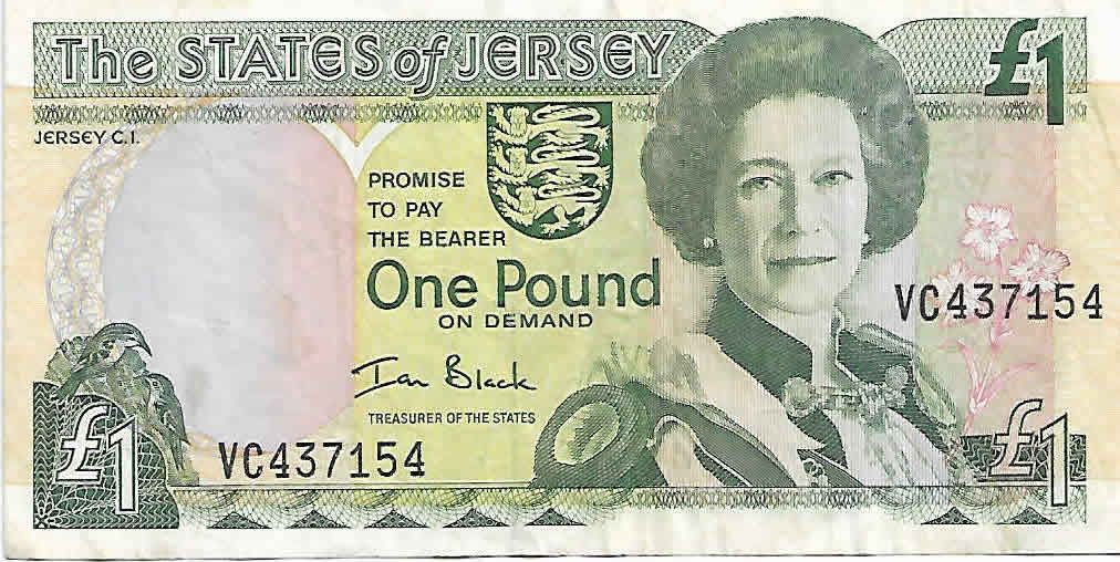 Jersey 1 pound 1989 vf currency note - KB Coins & Currencies