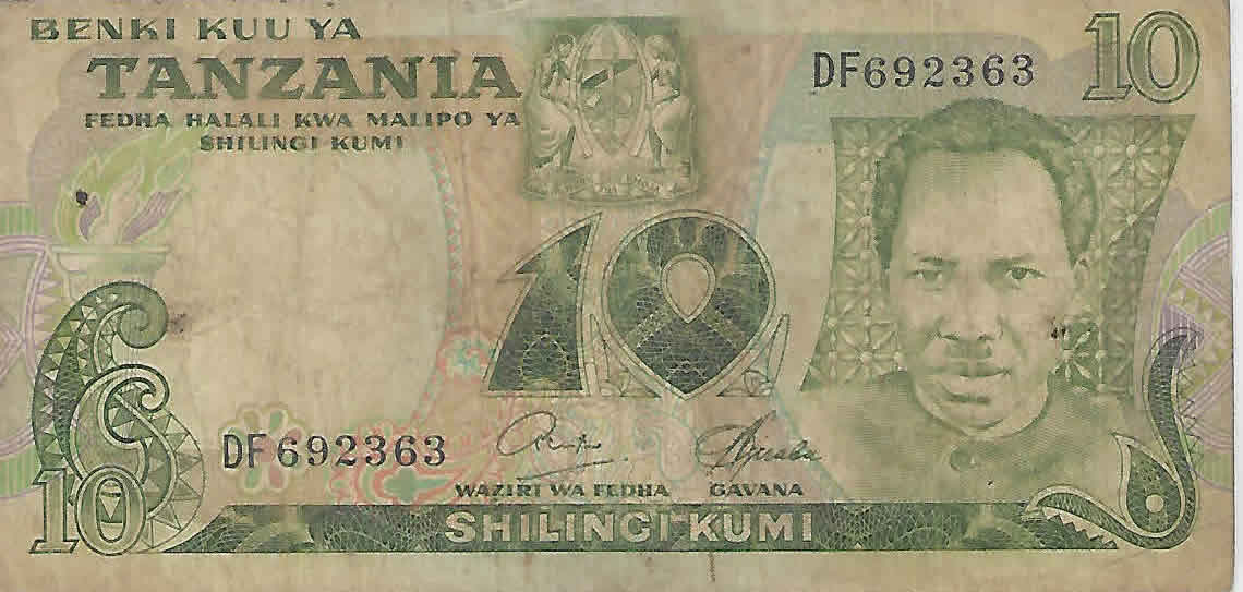 Tanzania 10 shillings vf currency note - KB Coins & Currencies