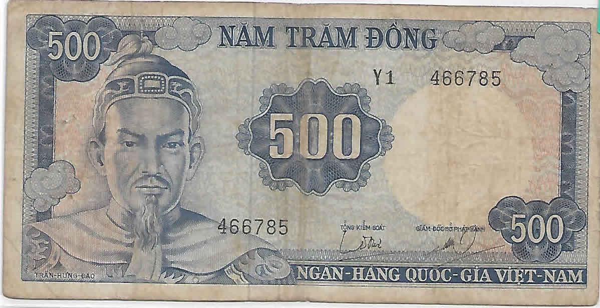 South Vietnam 500 dong 1966 vf currency note - KB Coins & Currencies