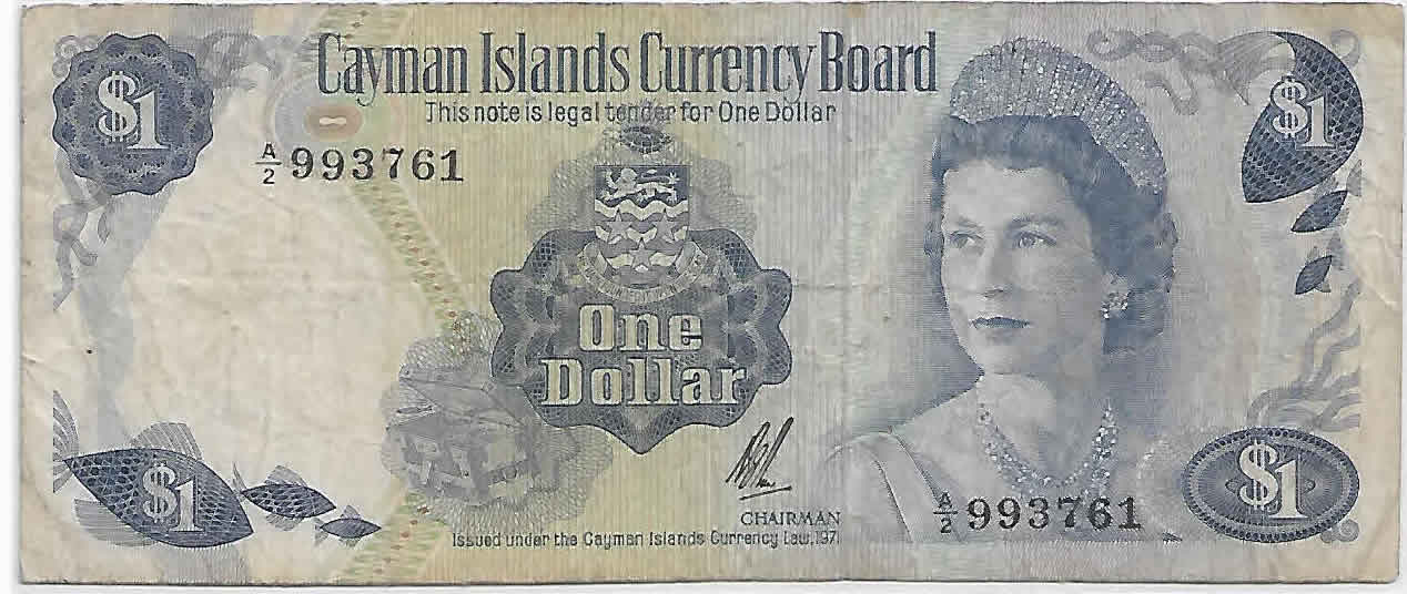 Cayman - 1 dollar 1971 vf currency note - KB Coins & Currencies