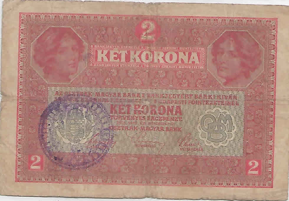SHS Kingdom Yugoslavia 2 kroner vf currency note ( Stamped over ...
