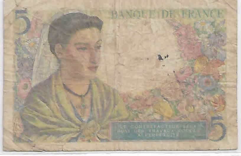 France 5 frs vfi currency note - KB Coins & Currencies