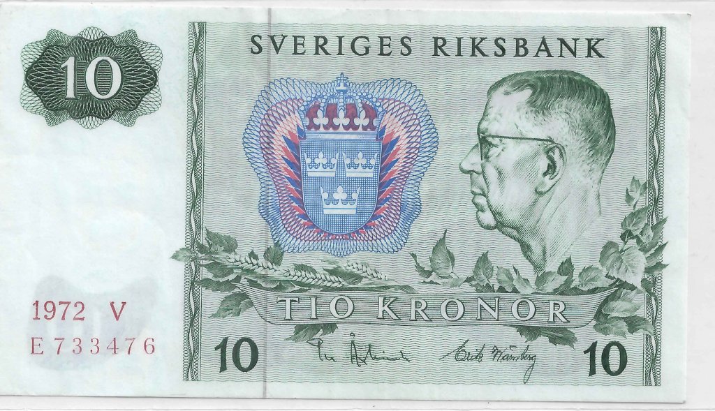 Sweden - 10 kroner 1963 - 90 unc currency note - KB Coins & Currencies
