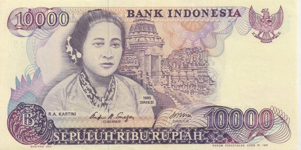 Indonesia – 10000 rupiah 1985 vf + currency note - KB Coins & Currencies
