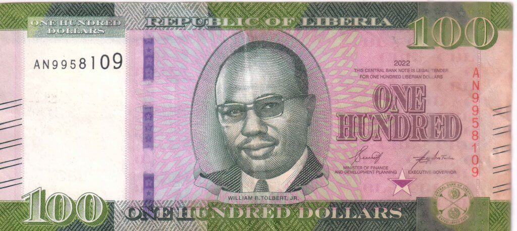 Liberia - 100 dollars , 2016- 22 vf currency note - KB Coins & Currencies