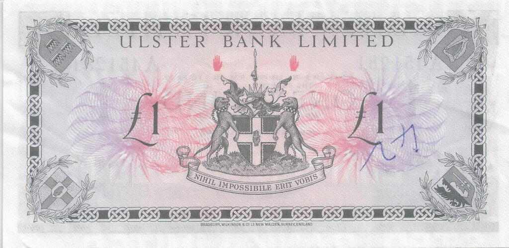 Northern Ireland - 1 pound 1971 unc currency note W/ pen mark - KB ...
