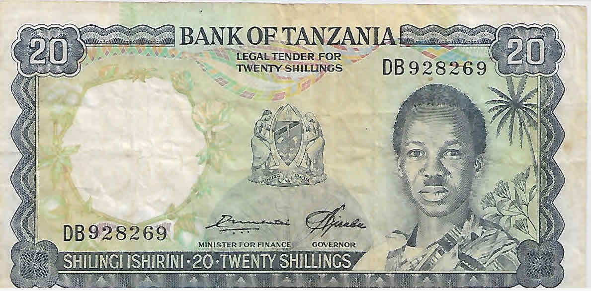 Tanzania 20 shillings vf currency note - KB Coins & Currencies