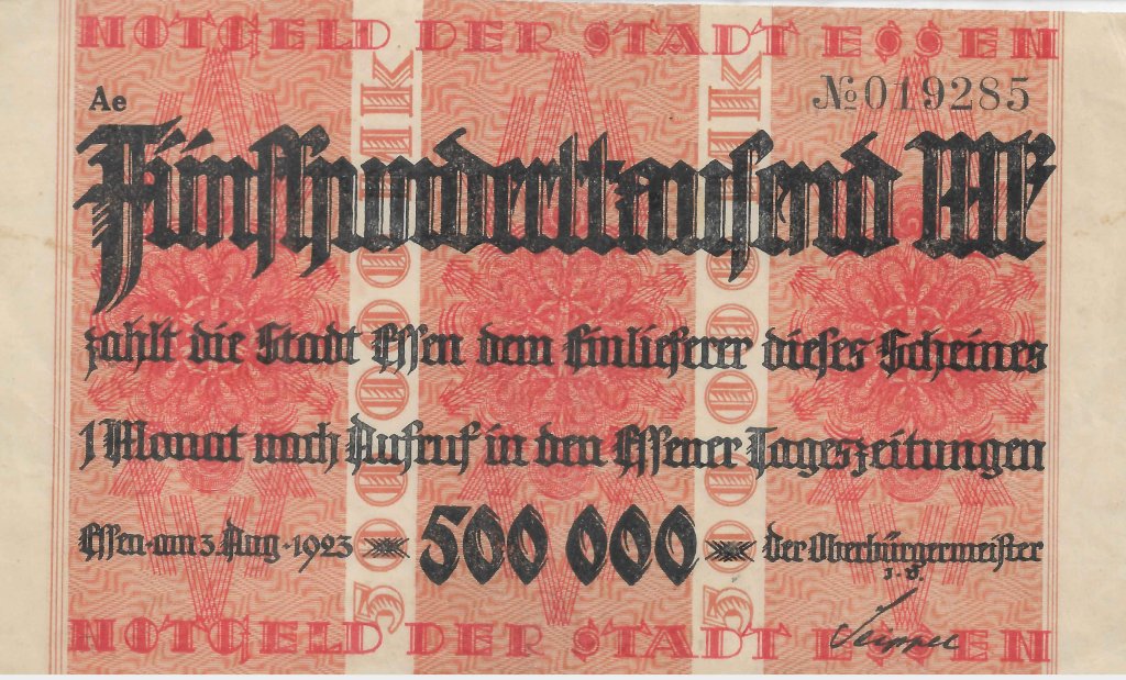 Germany / City of Essen (Prussian province of Rhine) 500 000 marks 1923 ...