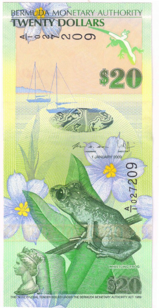 Bermuda (British Overseas Territories) 20 $ 2009 hybrid unc currency ...