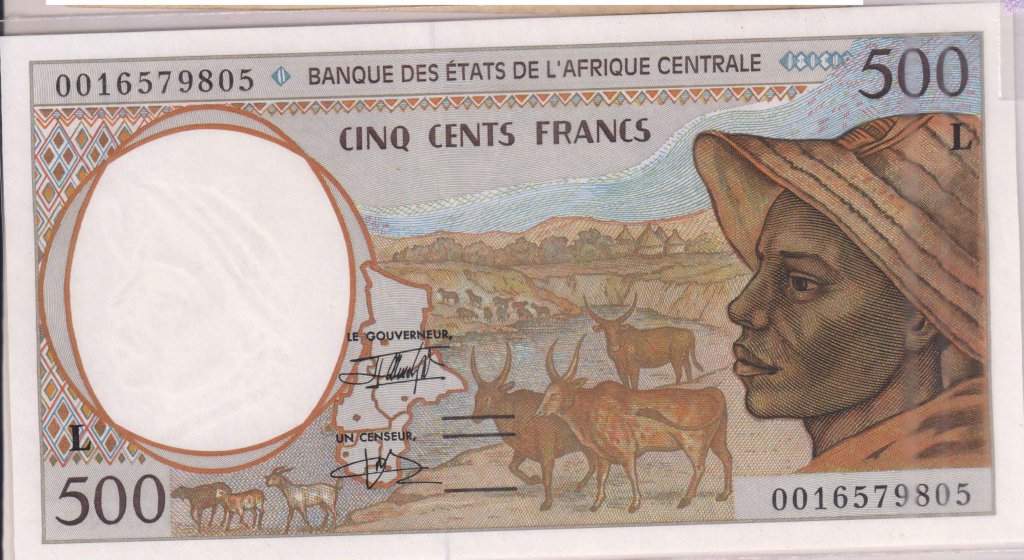 Gabon L - 500 frs 1993 - 2002 unc currency note - KB Coins & Currencies
