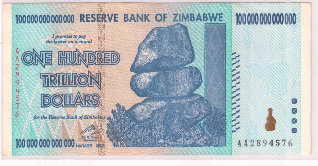 Zimbabwe - 100 Trillion 2008 scarce currency note - KB Coins & Currencies