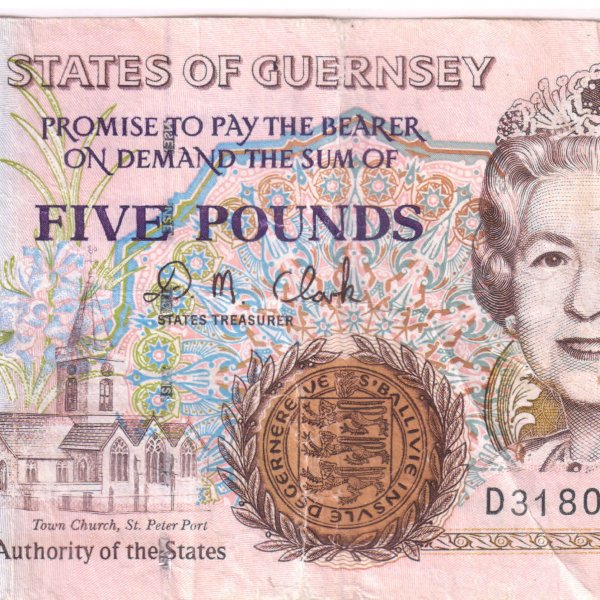 Guernsey - 5 pounds 2000 vf currency note - KB Coins & Currencies