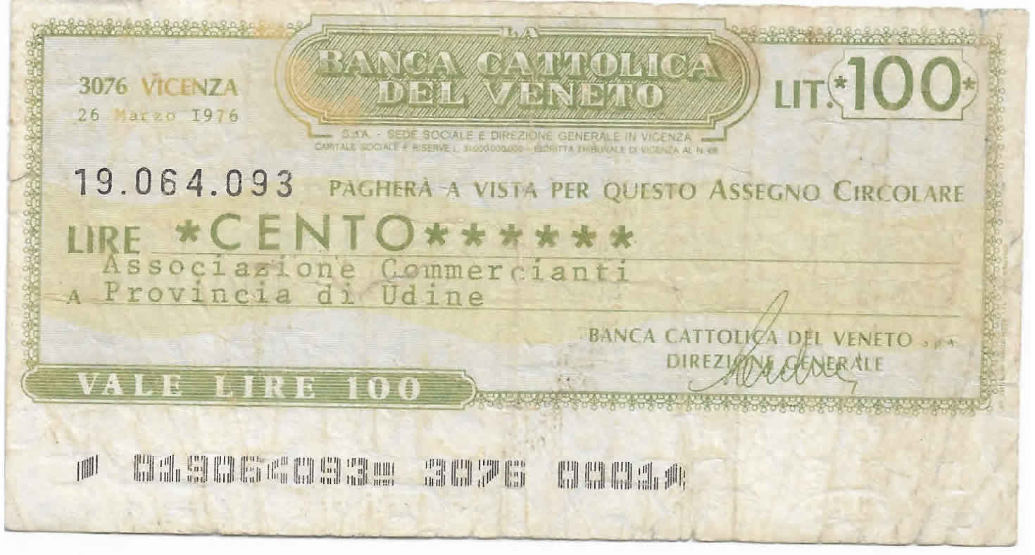 Italy / Udine province treasury 100 lire vf currency note - KB Coins ...